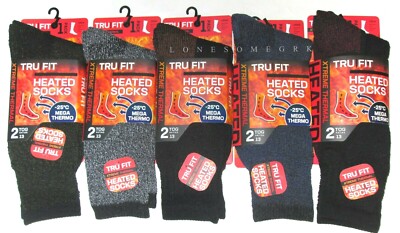 Mens Tru Fit Heated Insulated Thermal Moisture Wicking Mid Calf Socks ...