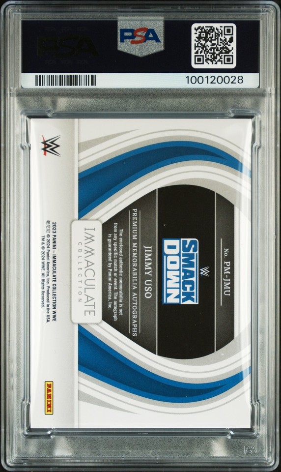 PSA 10 - 2023 Immaculate WWE JIMMY USO Premium Patch On Card AUTO Green ...