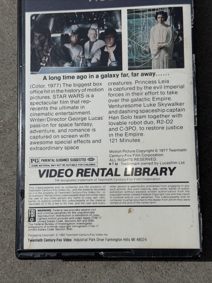 Vintage star wars video rental library vhs | eBay