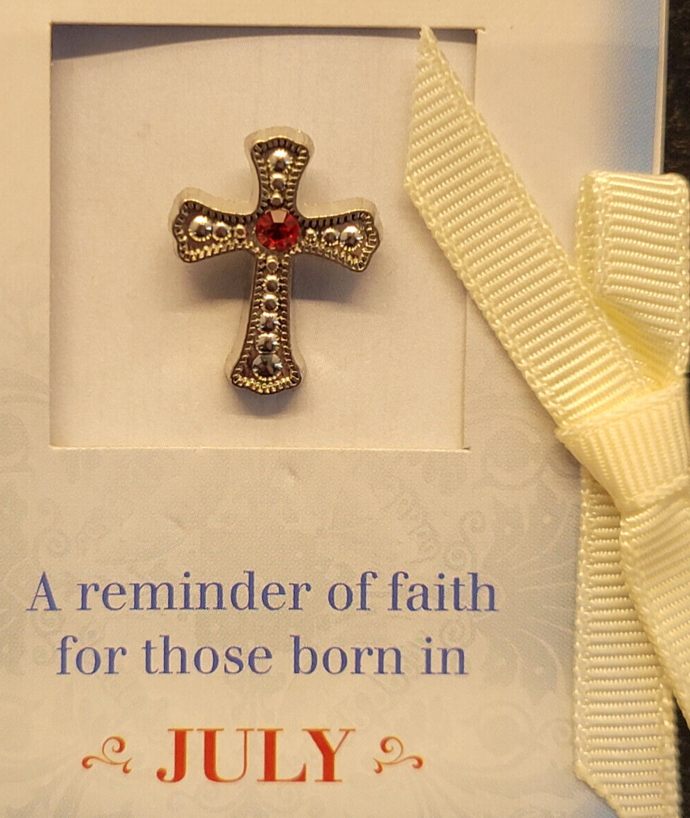 Brooch Pin Pewter Birthstone Cross for July Ruby .5 Inches 056 | eBay