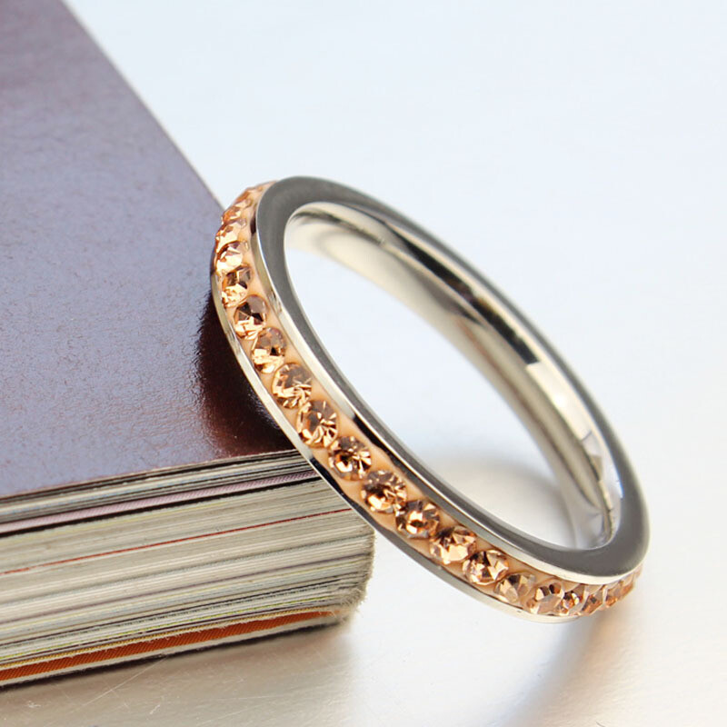 4mm Stainless Steel Multi-color CZ Band Men Womens Wedding Party Ring ...