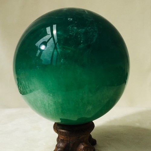 757g Large Clear Dark Green Fluorite Quartz Crystal Sphere Genius Stone ...