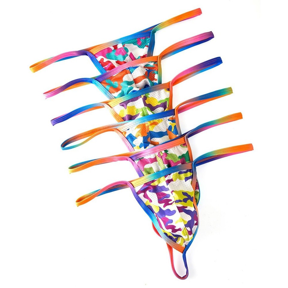 Men G-string Camouflage Mesh Camouflage Print Low-rise Cut T-back ...