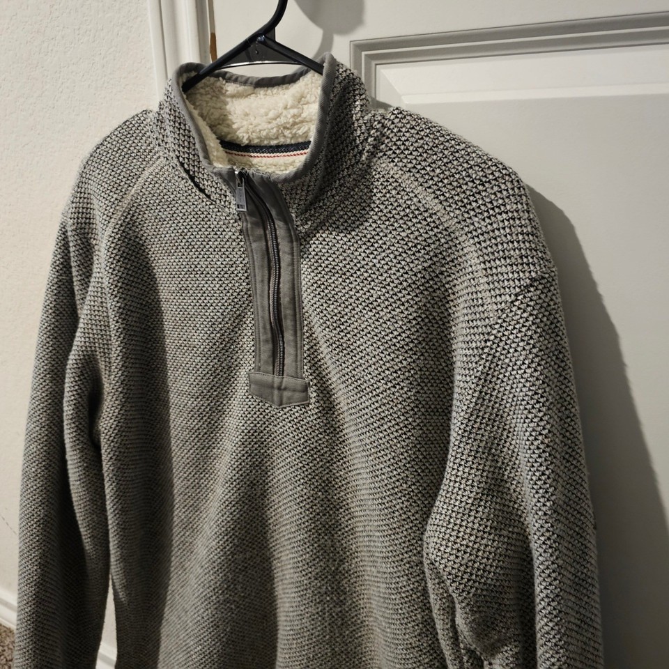 Orvis Classic Collection Men's Gray Textured 1/4 Zip Sherpa Lined ...