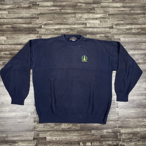 Vintage Buffalo, NY Knit Sweater Blue Large 100% Cotton Andrew Rohan ...