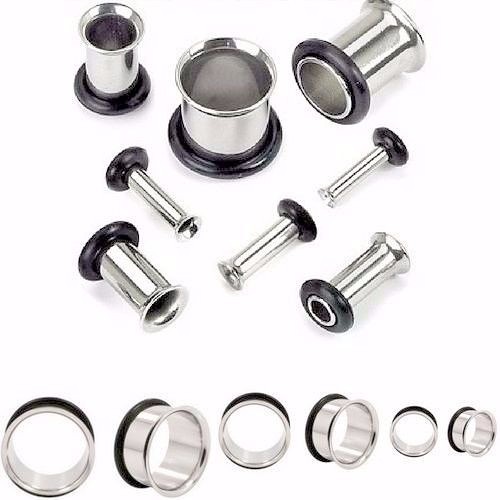 PAIR 12G to 1.5" Surgical Steel Single Flared Tunnel Ear Plug Big ...