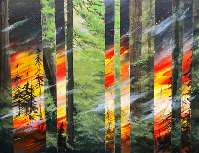 Forest Fire Contrast Painting Original art for sale by artist 16x20in ...