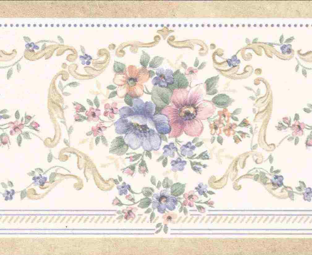 FLORAL LEAF SCROLL WALLPAPER BORDER 324B05855 | eBay