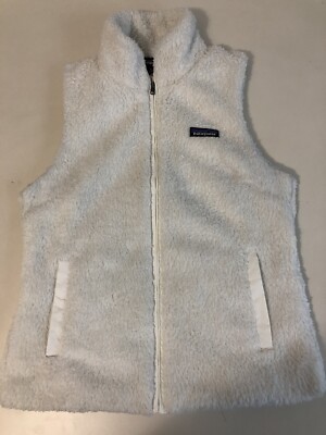 WHITE PATAGONIA FUZZY FLEECE VEST WOMENS M MEDIUM | eBay