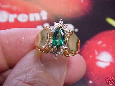 GILSON SIMULATED EMERALD & DIAMOND RING size 6-1/2 NEW | eBay