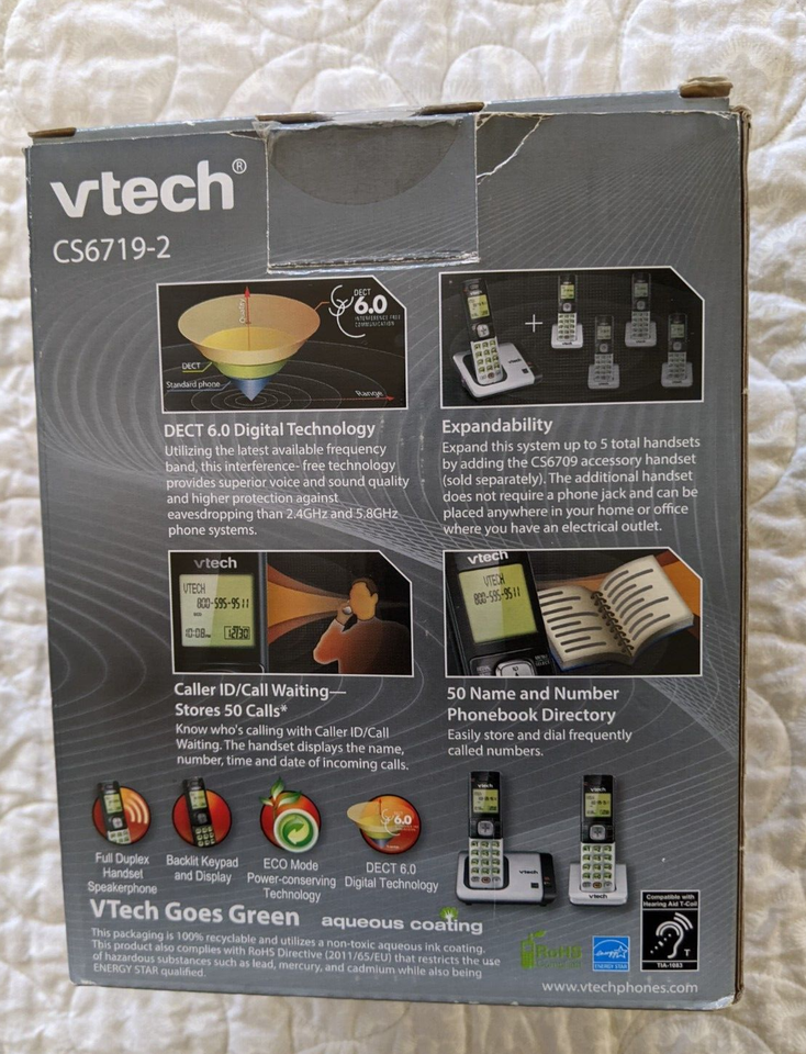 VTech CS6719-2 2 Handset Cordless Phone System w/ Caller ID NEW Open ...