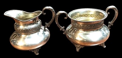 Vintage Apollo Silver Co. Quadruple Plate Creamer & Sugar Bowl ...