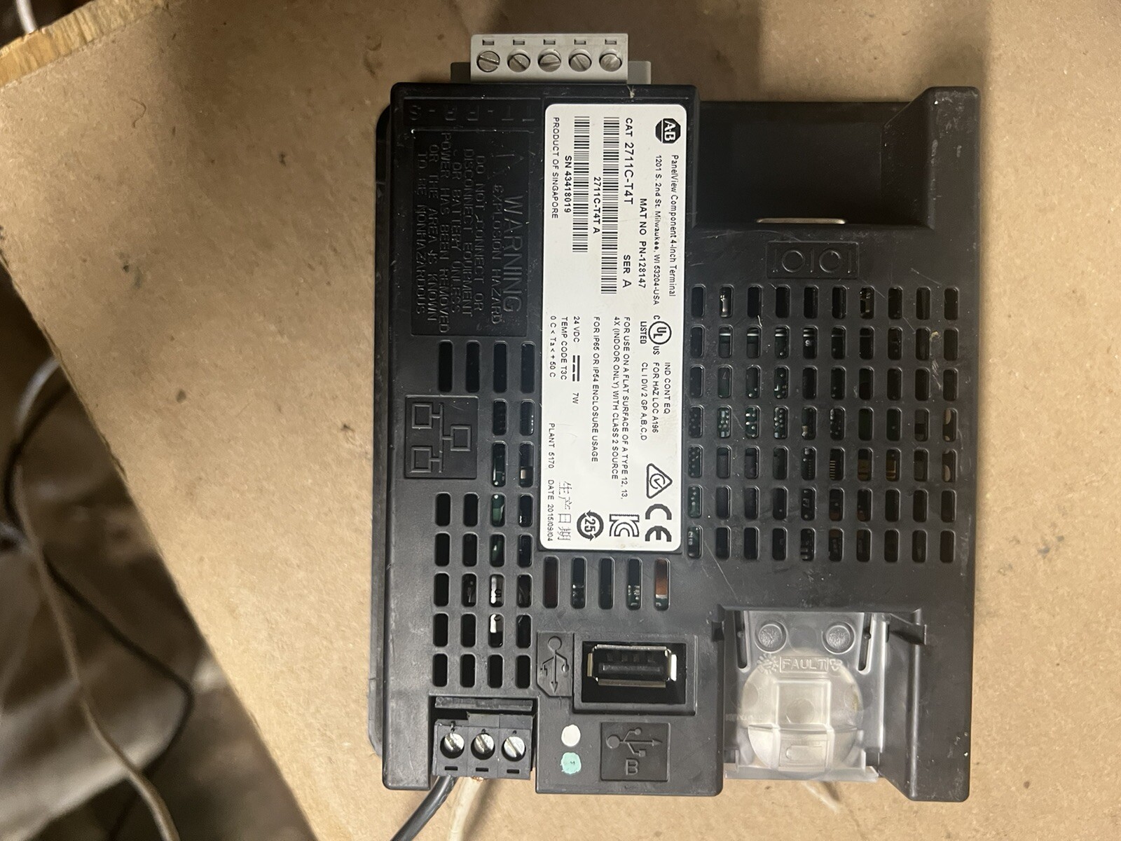 Allen-Bradley Model: PanelView Component 4-Inch Terminal Cat. 2711C-T4T ...