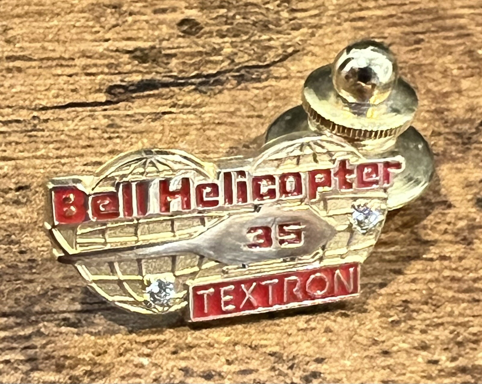 Bell Helicopter Textron 35 Year Service Award Pin 1/10 10K GF 2 Diamond ...
