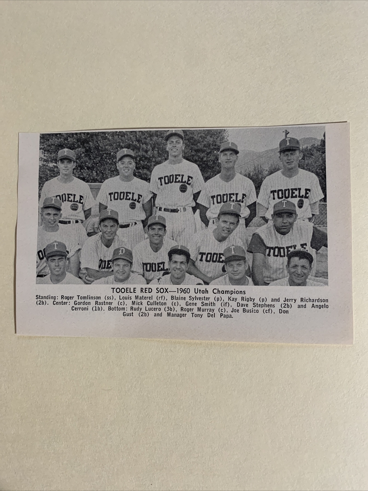 Tooele Red Sox Utah Champions 1960 Baseball Team Picture | eBay