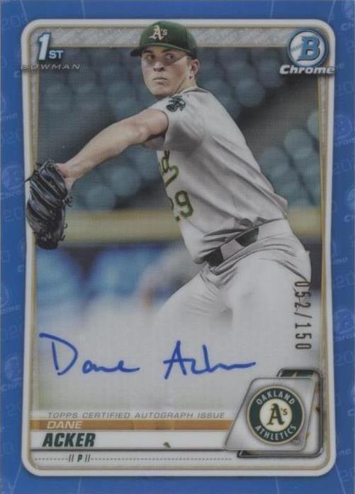 2020 Bowman Draft - Chrome Draft Picks Autographs Dane Acker #CDA-DA ...