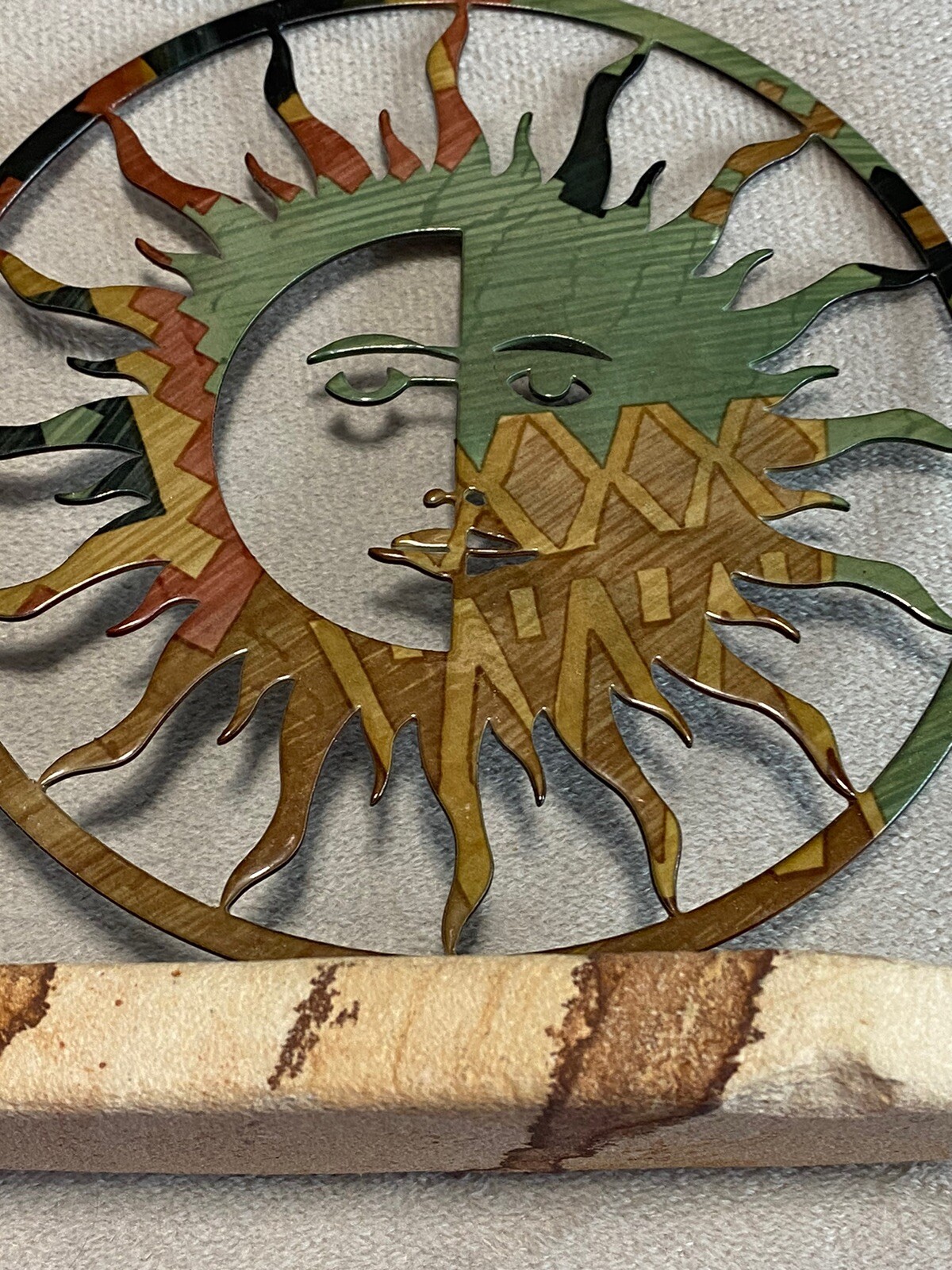 Sun Face Paperweight Rock Art Sandstone & Metal Southwest Native ...