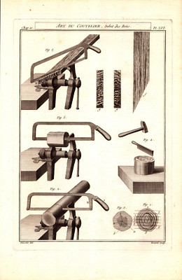 1771 "ART DU COUTELIER", SAW, WOOD, TOOLS Antique original engraving | eBay