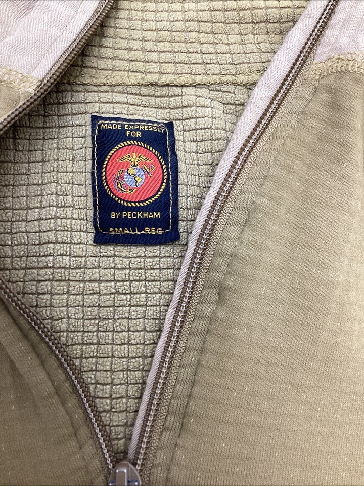 USMC Coyote FROG Waffle Fleece Half Zip Grid Marine Corp Shirt SM & MD ...