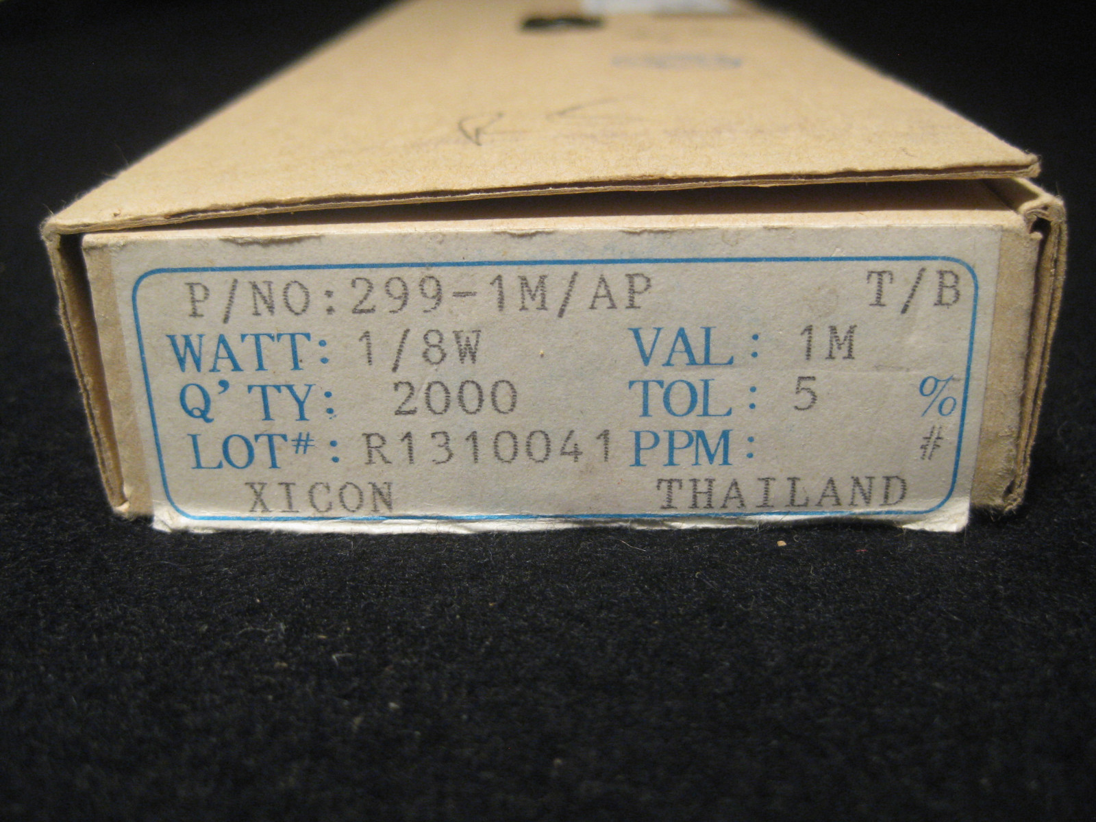 299-1M/AP Xicon Carbon Film Resistors 1M ohms 5% 1/8W Lot of +/- 1500 ...