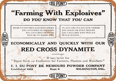 METAL SIGN - 1910 Red Cross Dynamite Farming With Explosives - Vintage ...