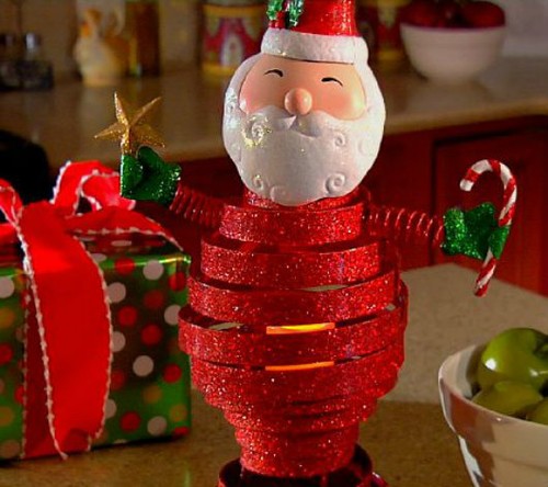 Home Reflections Metal Bobble Christmas Decoration Santa with Flameless ...