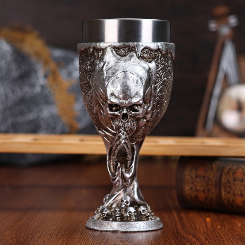 Nonrust Steel Skull Goblet 3D Engraved Gothic Cup For Themed Parties ...