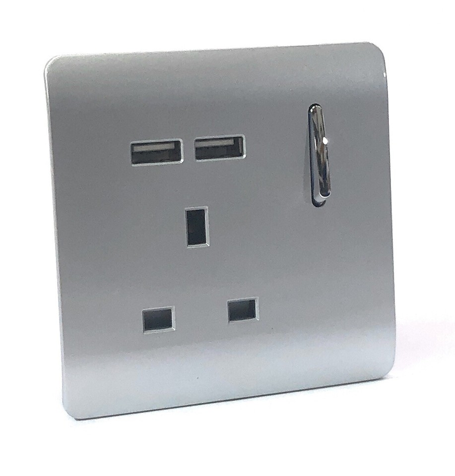 Trendi Switch Silver Designer Lightswitches Plug Sockets, Fused Spurs ...