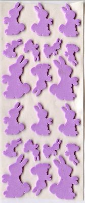 Foam Easter purple bunny 100 sticker, 5 sheets. | eBay