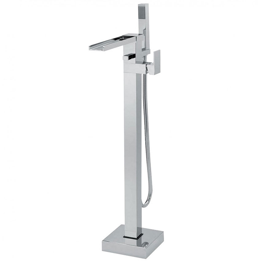 Waterfall Cascade Luxury Square Basin Tap & Freestanding Bath Shower ...