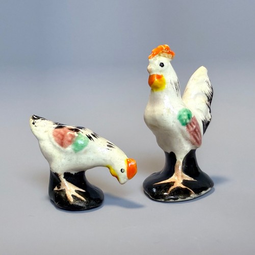 Vintage Miniature Rooster Hen Figurines Hand Painted Porcelain ...