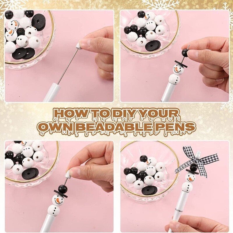 Beadable Ballpoint Pen Bead Rollerball Pen Plastic DIY Ink Pens Beaded ...