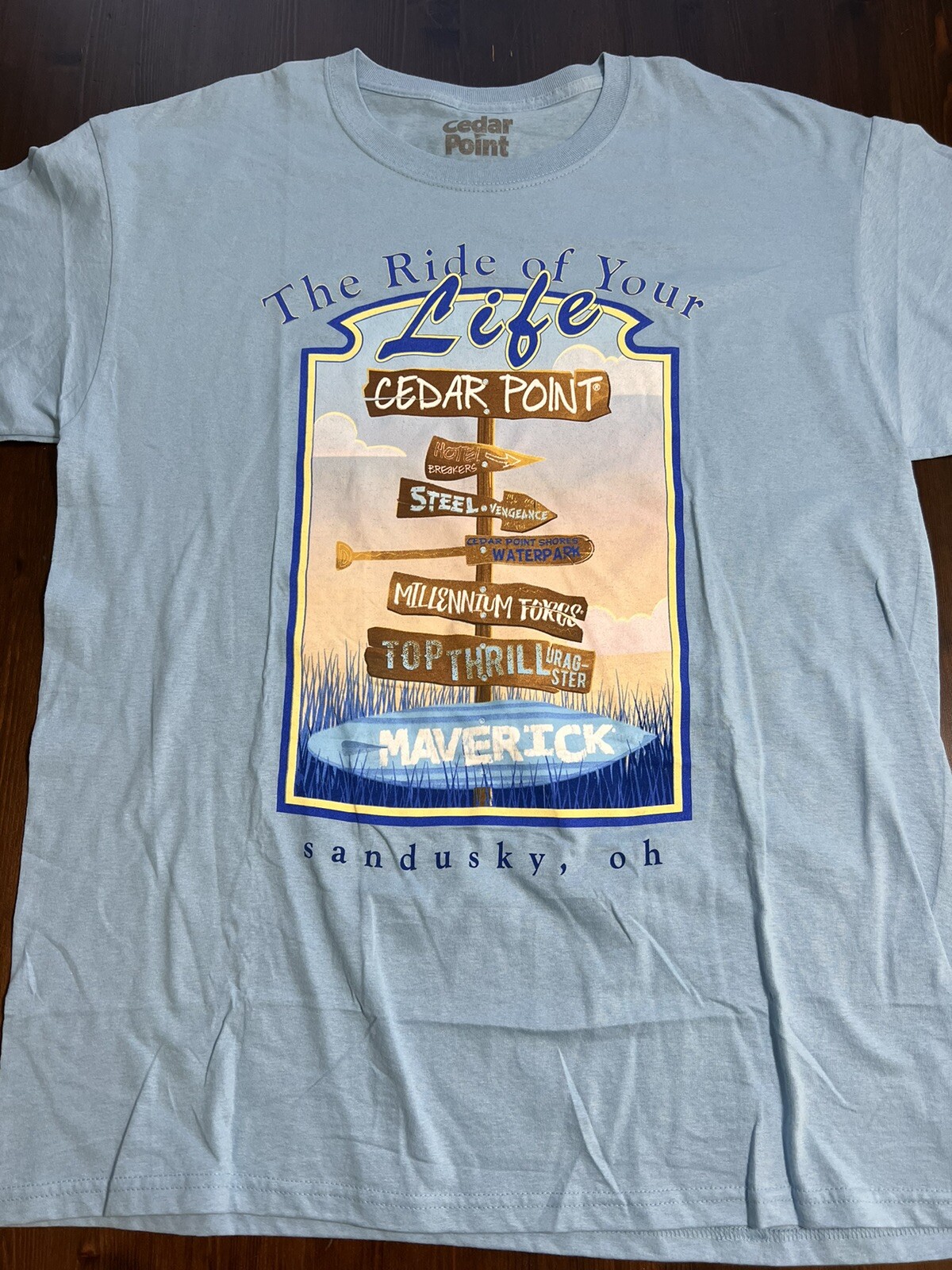 Cedar Point Ride Of Your Life Ride Signs Large Blue T-Shirt TTD ...