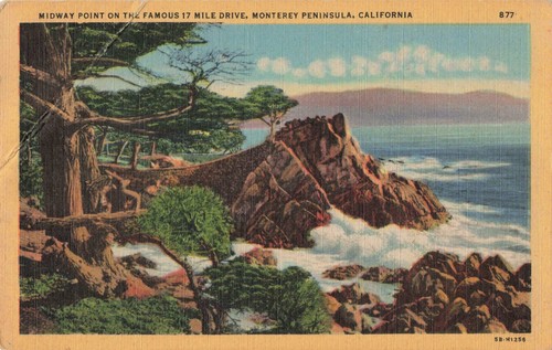 Monterey Peninsula CA California, Midway Point, 17 Mile Drive, Vintage ...