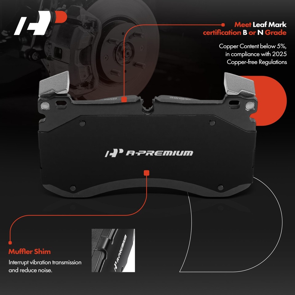 A-Premium 4x Front Ceramic Brake Pad for Mercedes-Benz W463 G63 AMG ...