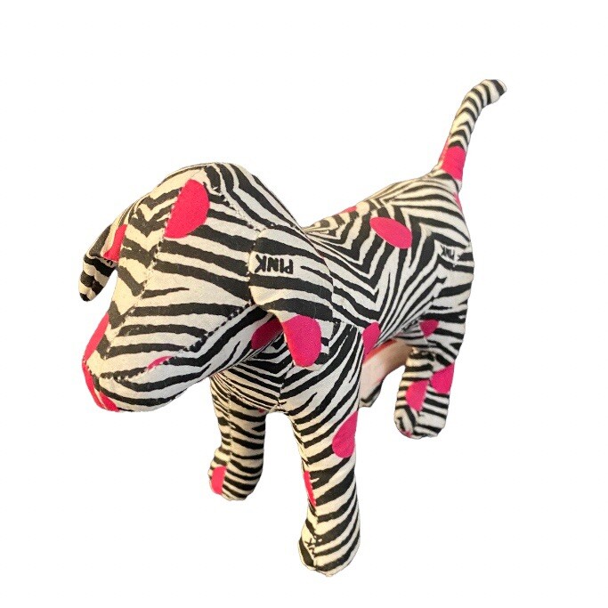 Pink Victorias Secret Plush Dog Zebra Print Polka Dots Mini Stuffed ...