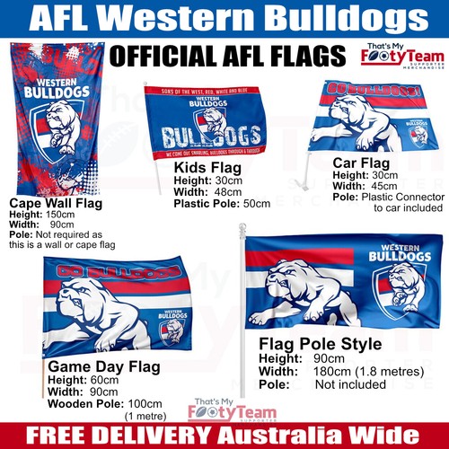 FLAGS - AFL Western Bulldogs - Game Day, Cape Wall, Car, Kids, Flag ...
