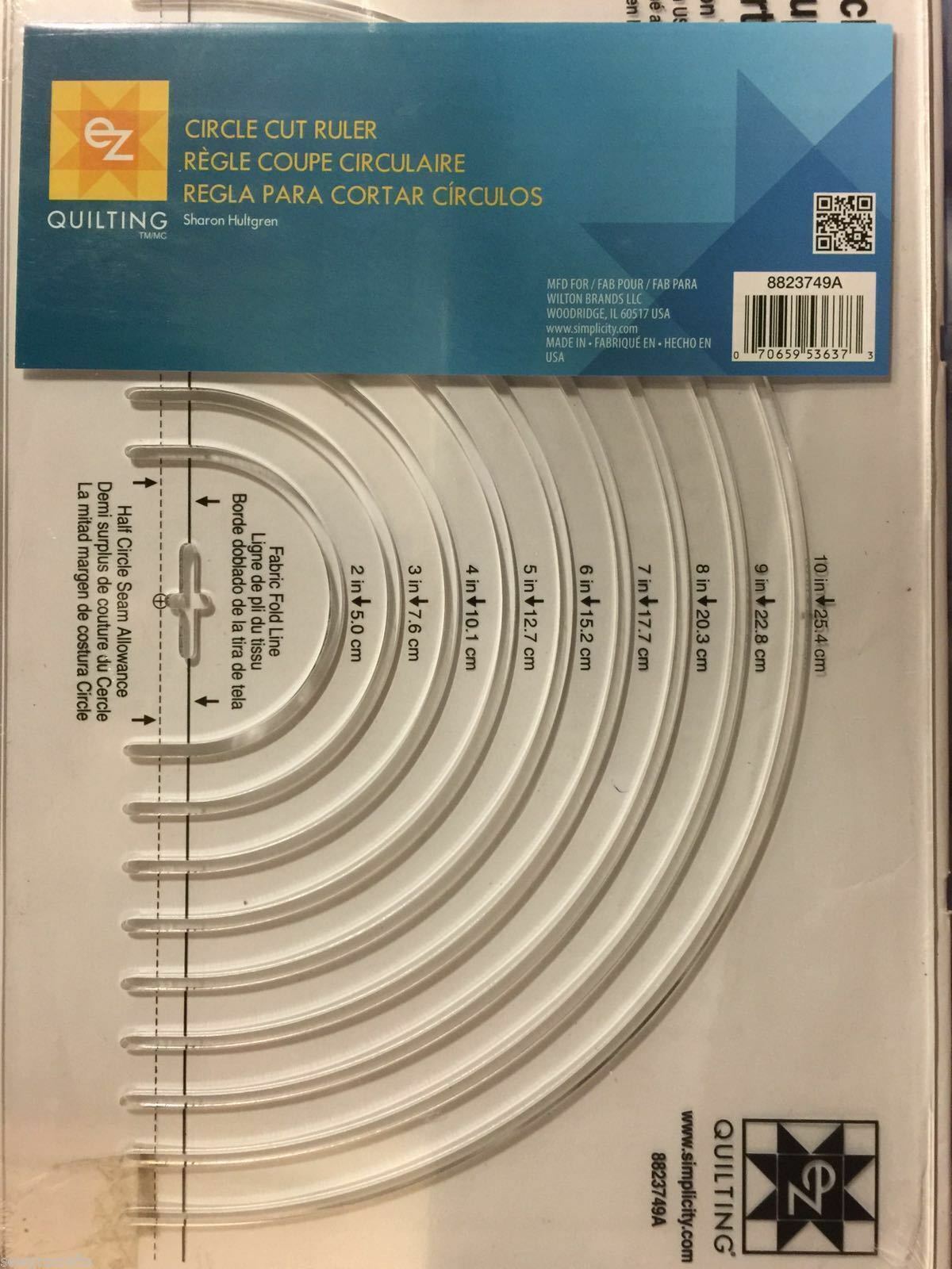 EZ Quilting Easy Circle Cut Ruler Acrylic Template Quilting Simplicity ...