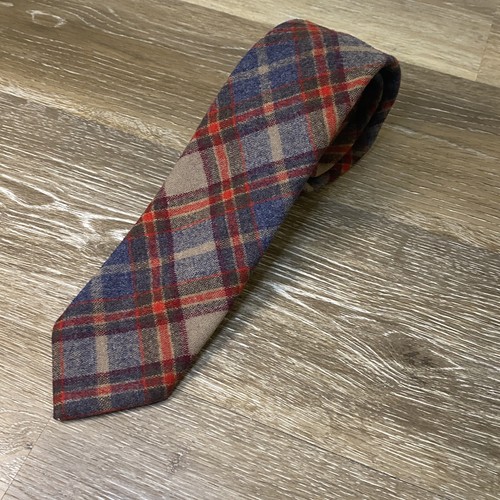 Vintage Pendleton Plaid Brown Red Blue 100% Virgin Wool Neck Tie Made ...