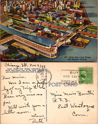Outer Drive Link Bridge and Skyline Chicago IL Postcard | eBay