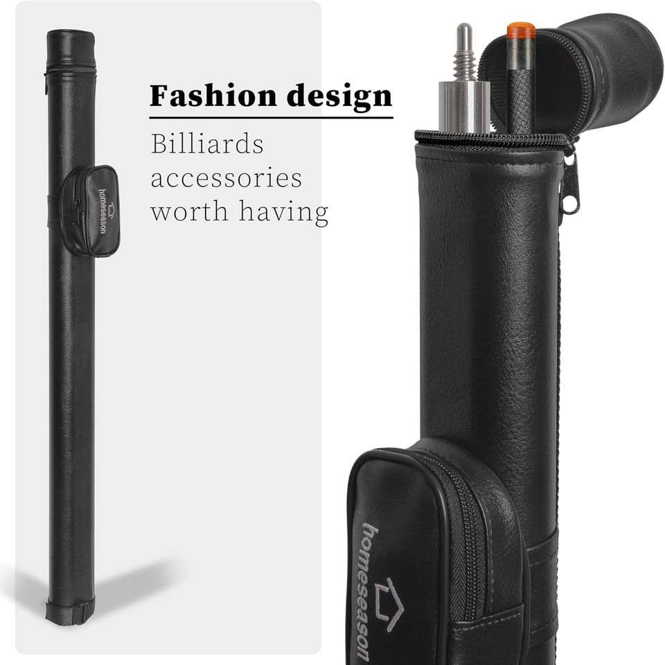 Leather Pool Cue Case W/External Pocket Carry Bag for 58" 1/2 Billiard ...