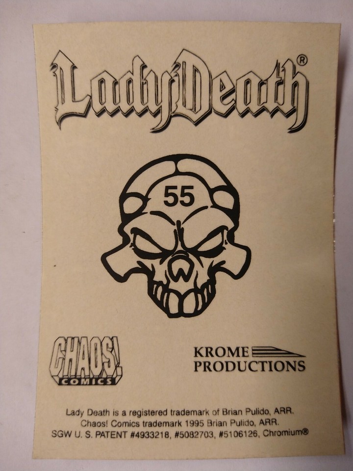 1995 Chaos Comics Krome Productions Lady Death Sticker Card 55 NEW ...