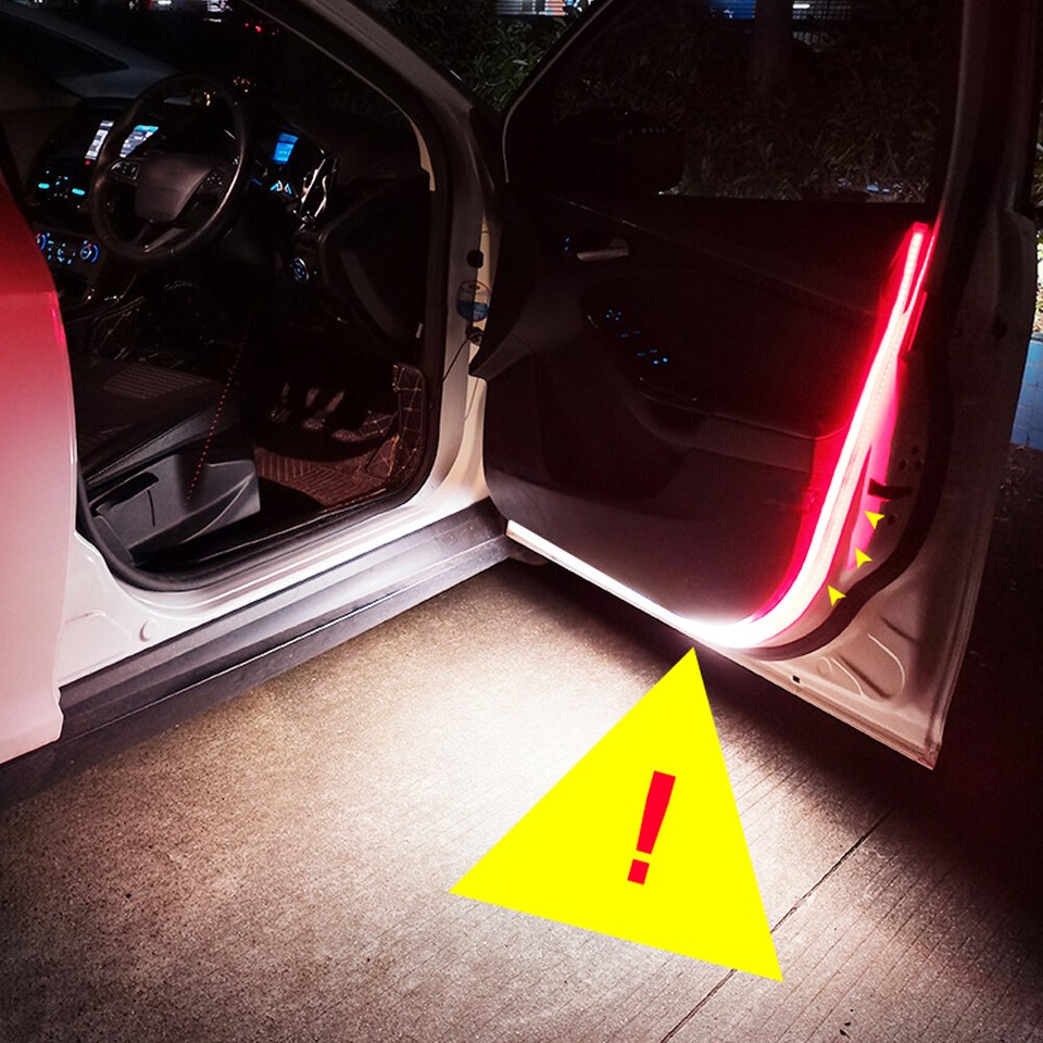 1Pair Car Door Open Warning Lamp Flowing Flashing LED Lights Strip ...
