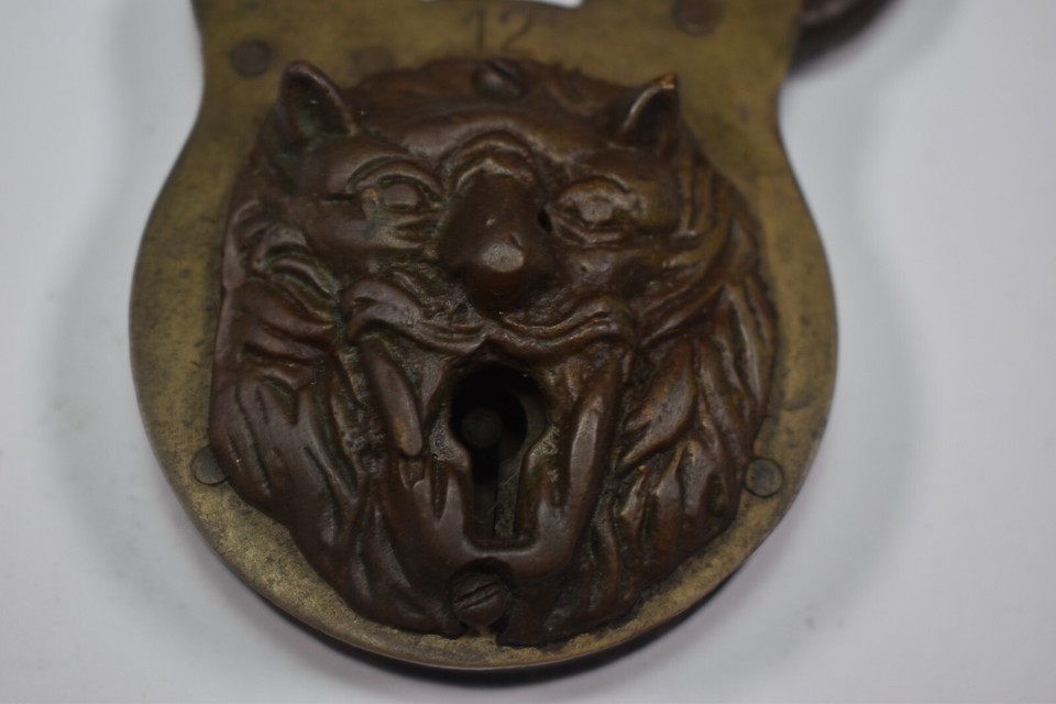 Unique Vintage Antique 1896 Lions Head #12 Brass Padlock Lock | eBay