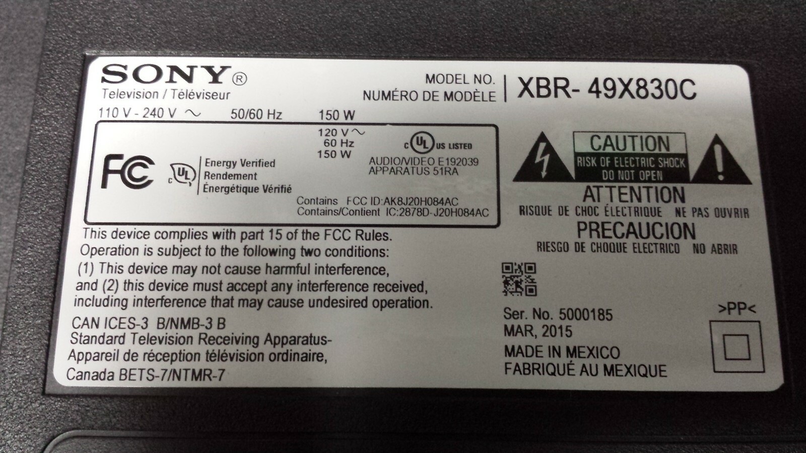 SONY Power Supply GL4 1-474-621-11, 1-894-795-11 / XBR-49X830C | eBay UK