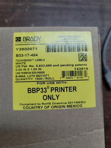 BRADY B33-17-484 / B3317484 (BRAND NEW) BBP33 ROLL 1500 | eBay