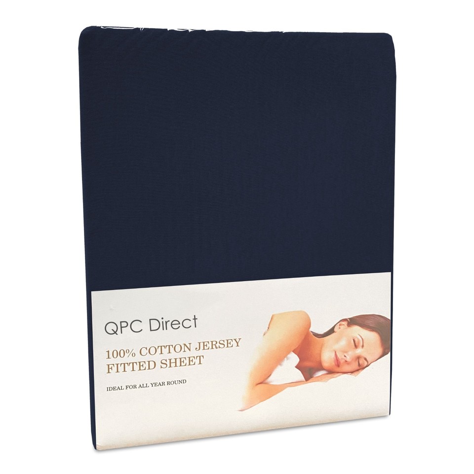 Jersey Stretch Fitted Sheet 100% Pure Cotton Extra Deep 40cm 16" Soft ...
