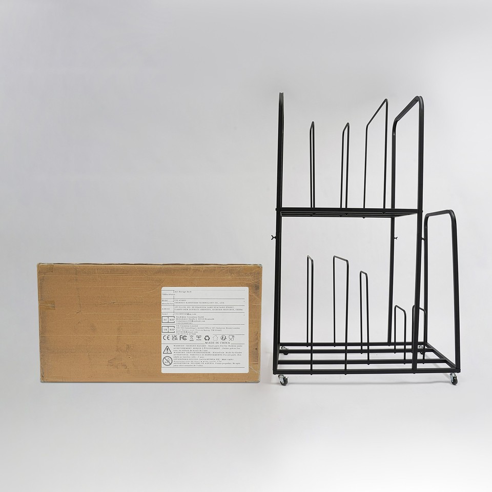 2 Tier Art Canvas Storage Rack with 4 Wheels Display Stand for Painting ...