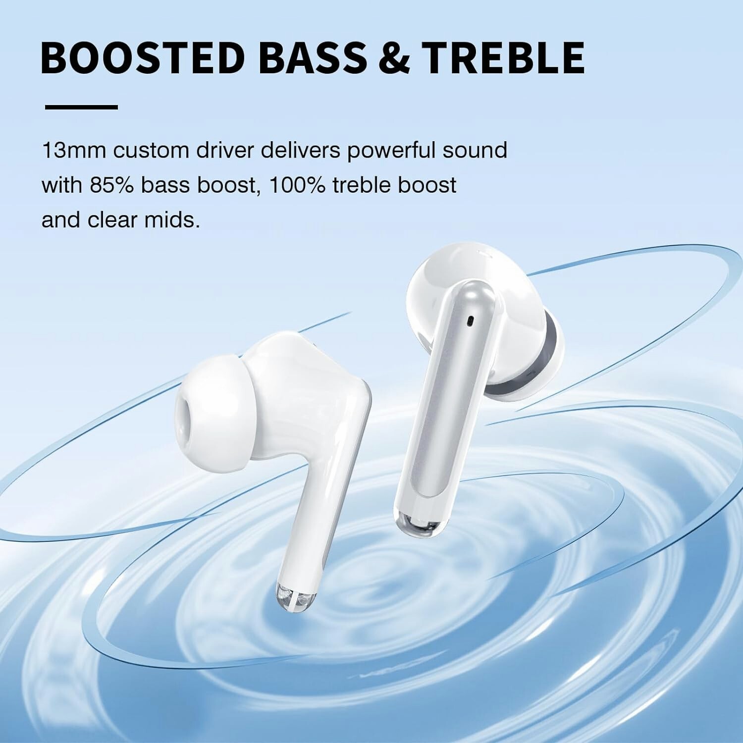 True Wireless Earbuds Bluetooth Headphones 5.3 Bass Boosted Ear Buds ...