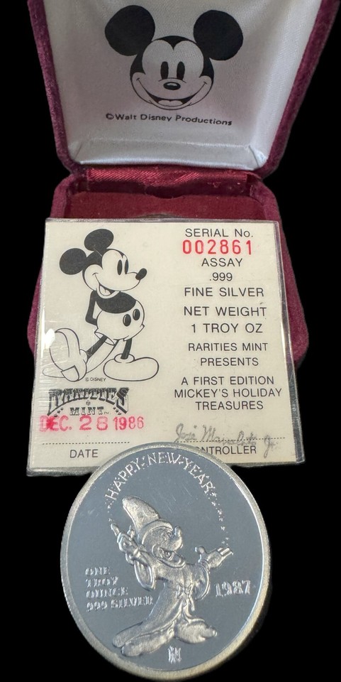 1986 Disney “Mickey’s Holiday Treasures” 1 oz .999 Silver Coin | eBay